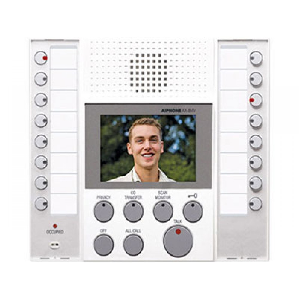 AIPHONE AX-8MV-W Audio/Video Master Station, White, with buttons for u