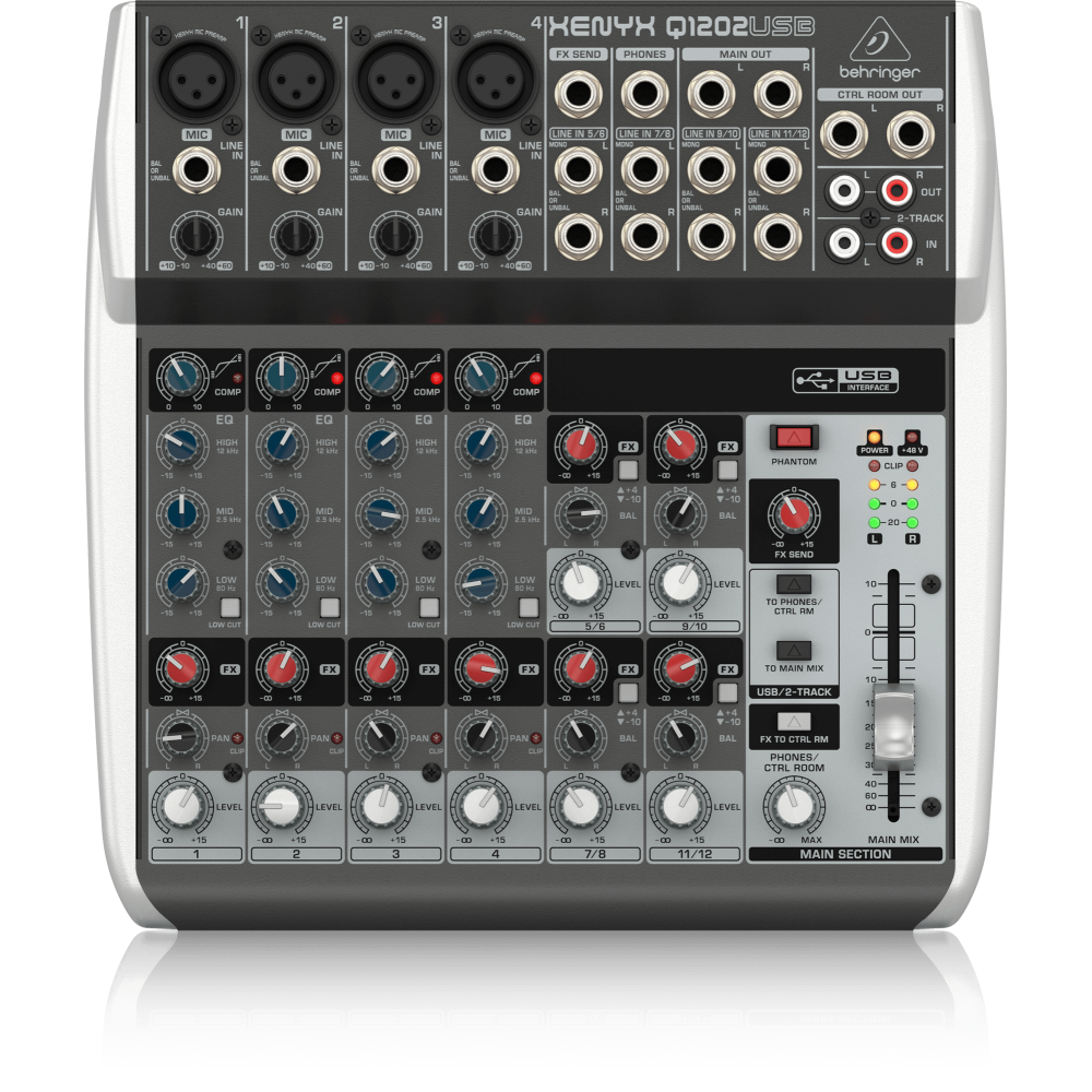 Behringer Q1202USB Premium 12-Input 2-Bus Mixer with XENYX Mic Preamps Behringer Q1202USB Premium 12-Input 2-Bus Mixer with XENYX Mic Preamps