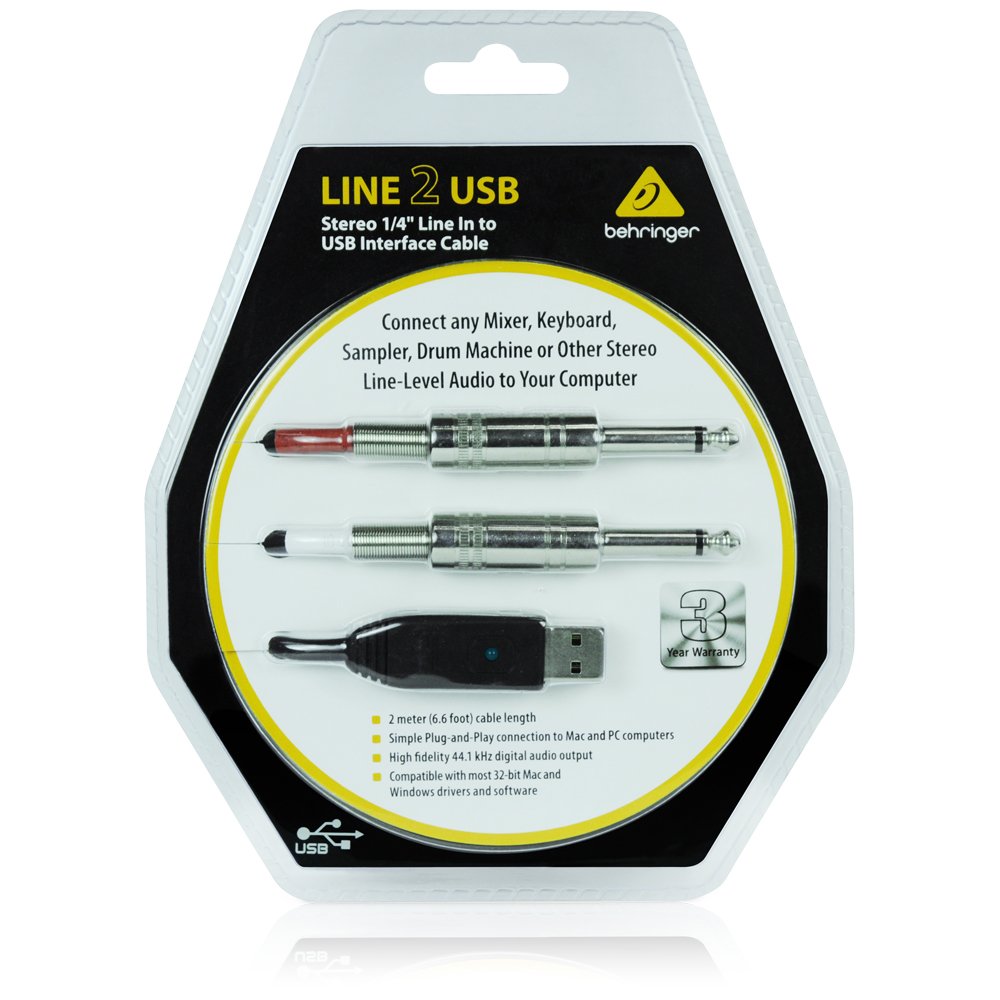 Behringer LINE 2 USB Stereo 1/4" Line In to USB Interface Cable